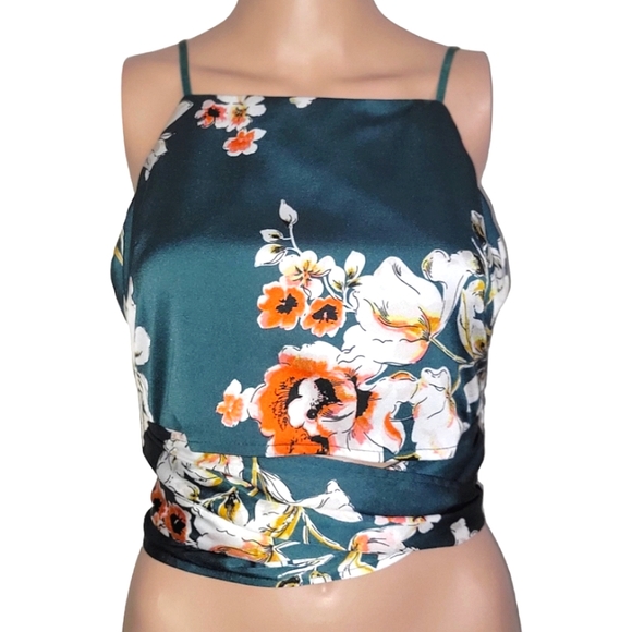 ohs clothing | Tops | Green Floral Wrap Around Crop Top | Poshmark